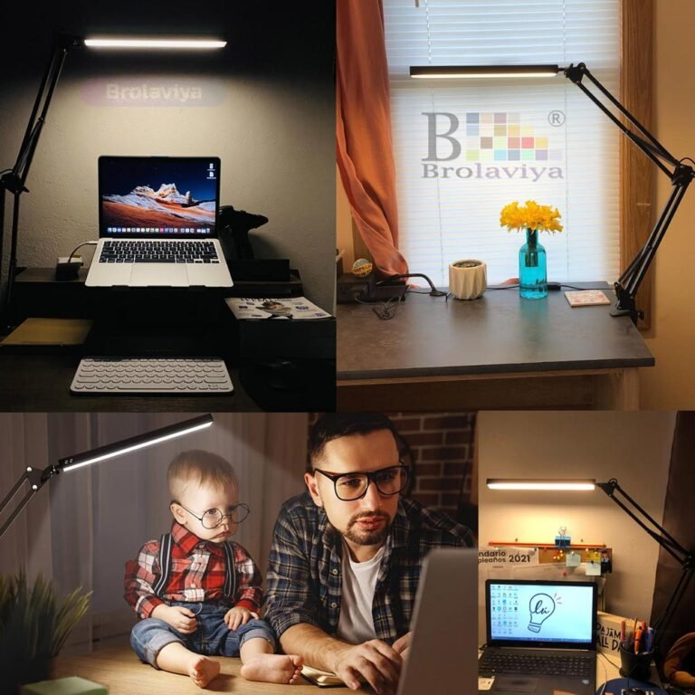 BROLAVIYA® Overhead LED Desk Lamp Light with Metal Arm Table Lamp Stand ...